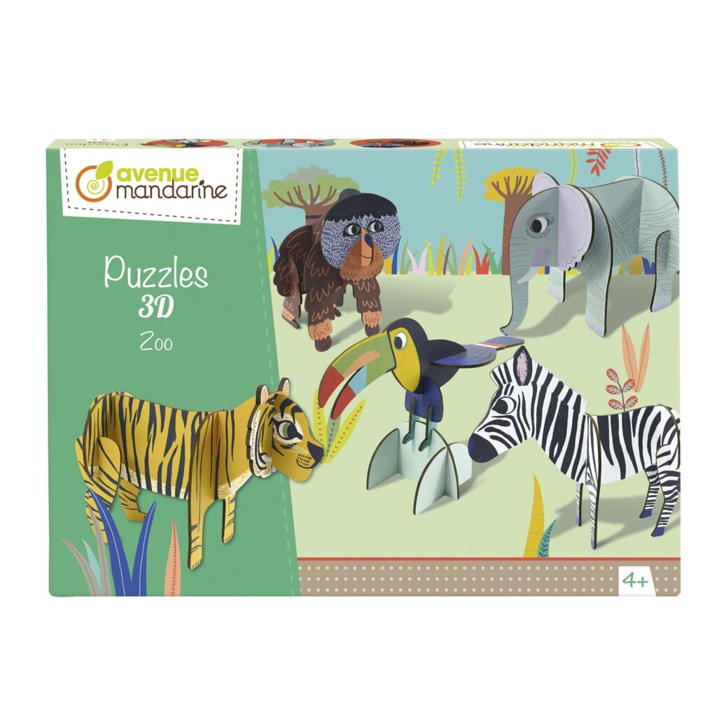 Puzzle 3D Avenue Mandarine Zoologico 50 Piezas 5 Animales + 4 Años ...